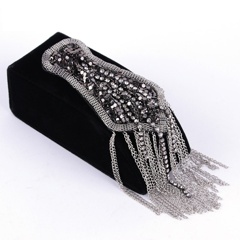 A Pair of Diamond Tassels Epaulet,handmade Shoulder Pad,beading Studs ...