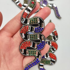 A Pair Embroidery Beaded Snake Sequined Applique Patch,rhinestone ...