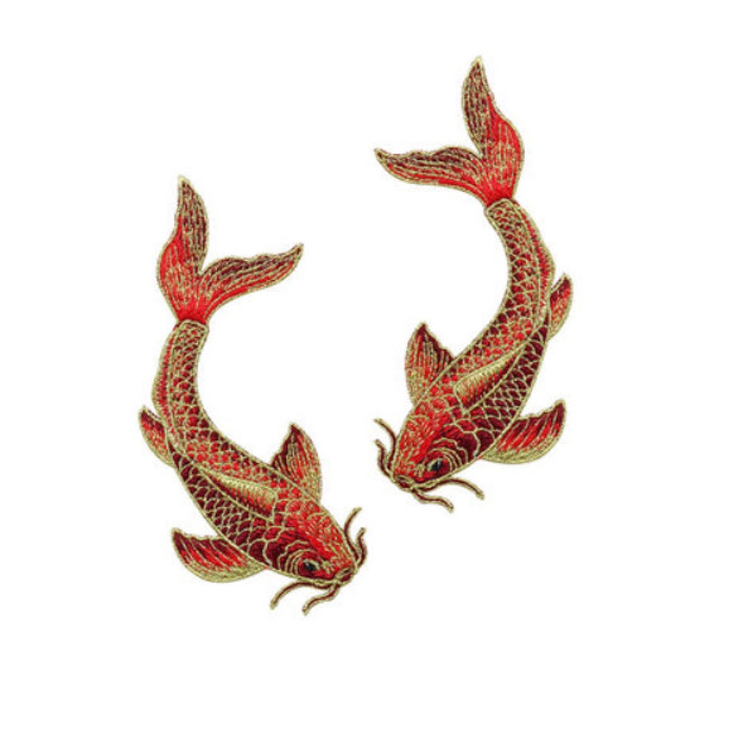 A Pair of Embroidered Fish Applique Patch,embroidery Fishes Patches for ...