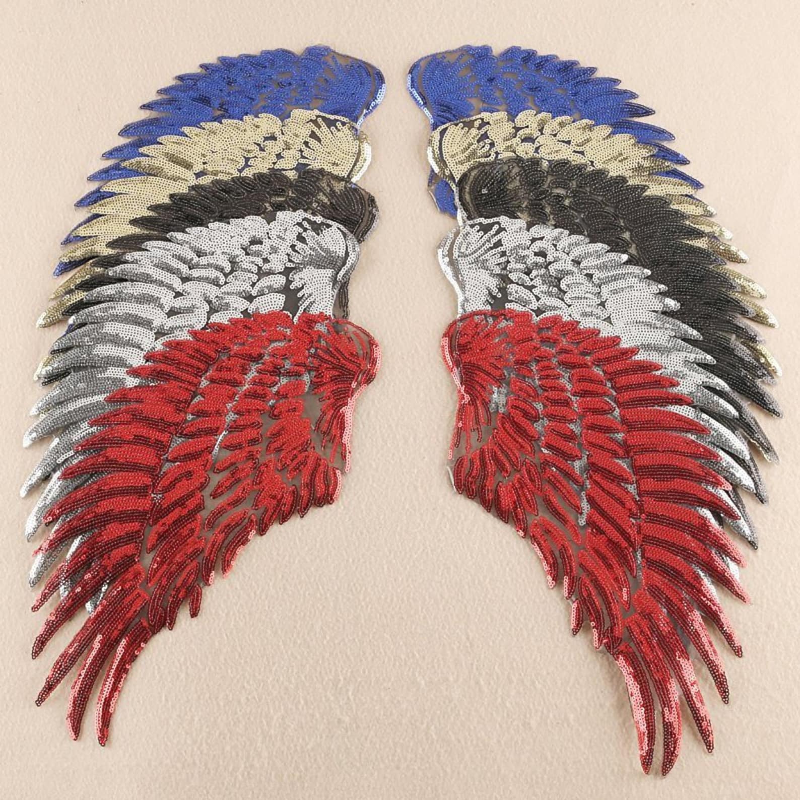 A Pair of Wing Sequined Iron on Applique Patchsequins Wings - Etsy