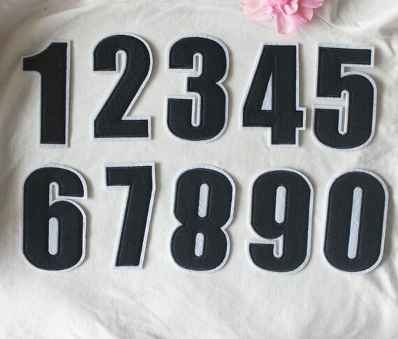 Black or Red Embroidered Iron on Numbers Applique Patchiron - Etsy