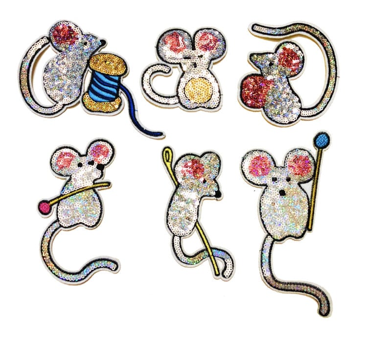 6 Pieces Mouses Sequined Applique Patchespaillette - Etsy