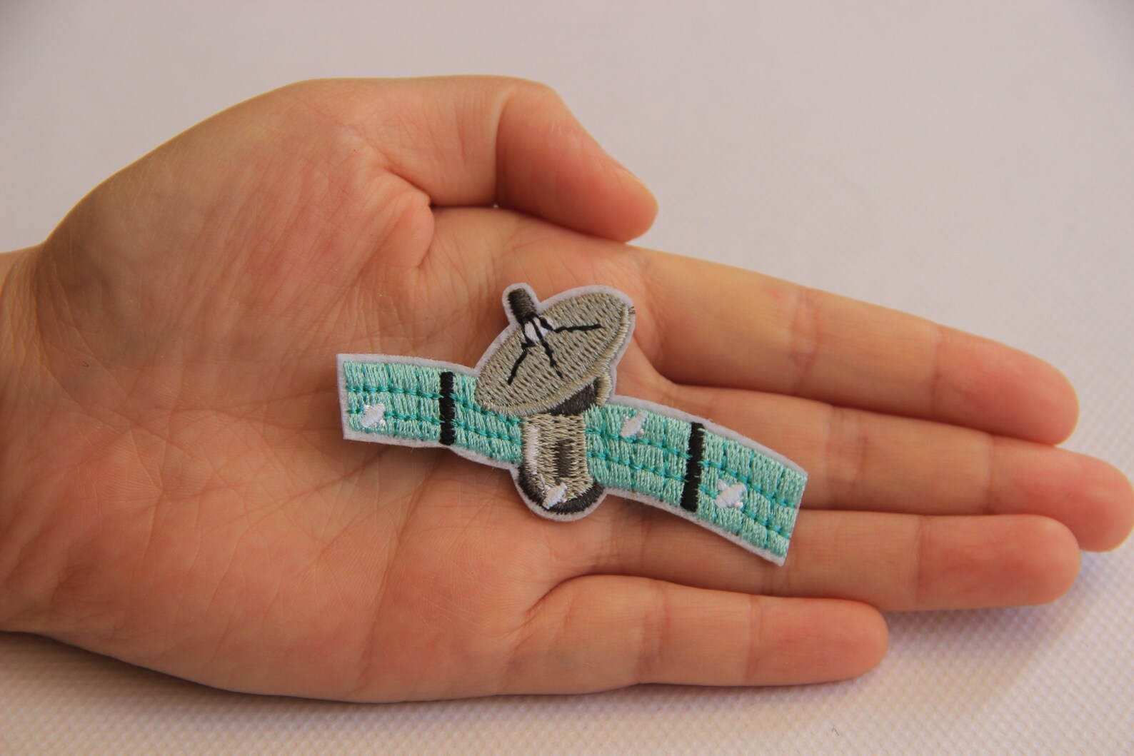 Astronaut or Satellite Embroidery Iron On Applique | Etsy