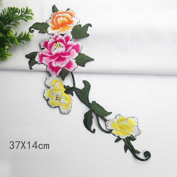 A Pair Embroidered Flower Iron on Applique Patch,vintage Floral Patch ...