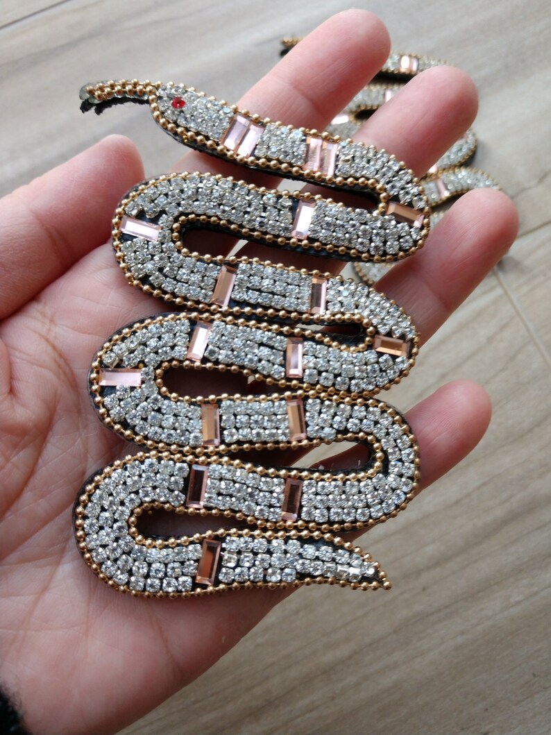 Delicate Embroidery Beaded Snake Sequined Applique - Etsy