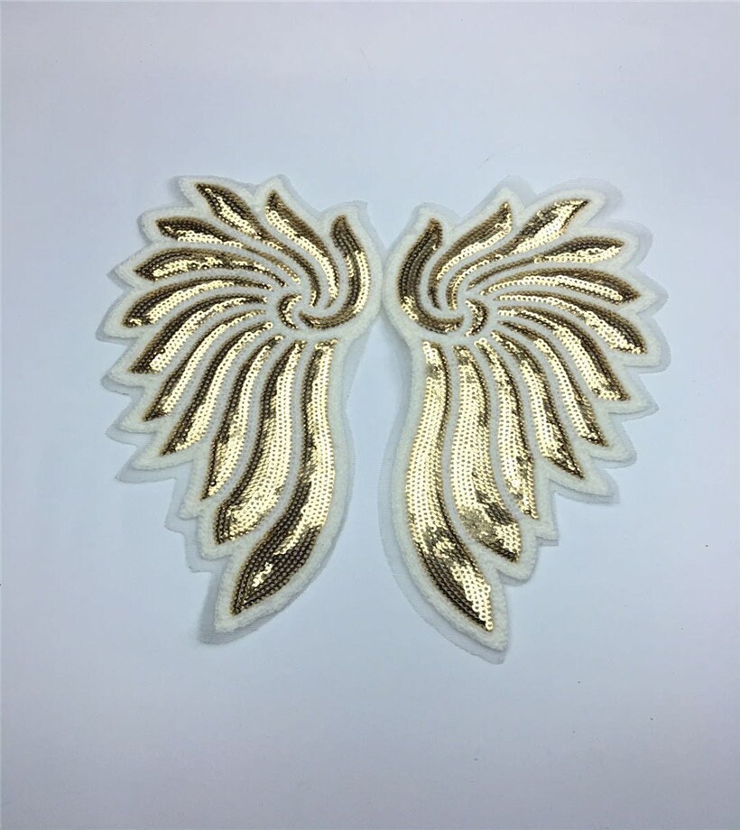 A Pair of Gold Wings Sequined Applique Patchpaillette - Etsy