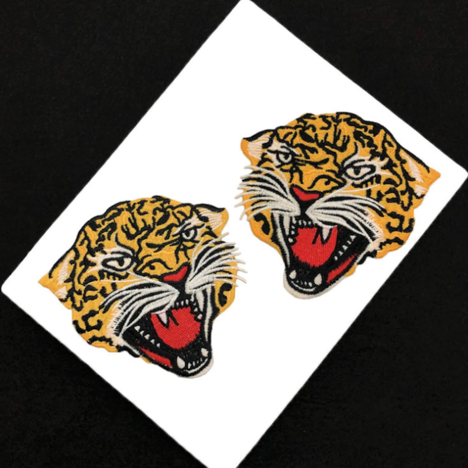 A Pair of Embroidered Leopard Applique Patchvintage Leopard | Etsy