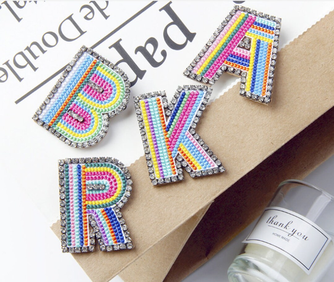Delicate Colorful Rhinestone Embroidery Letter Applique Patch,crystal ...