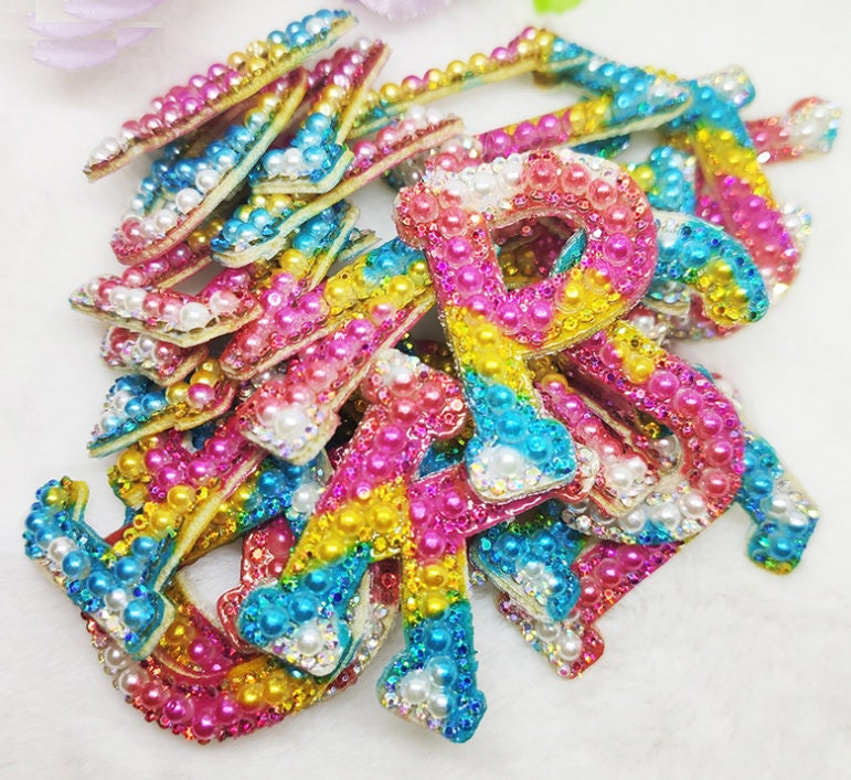 Colorful Pearl and Rhinestone Letters Iron on Applique - Etsy
