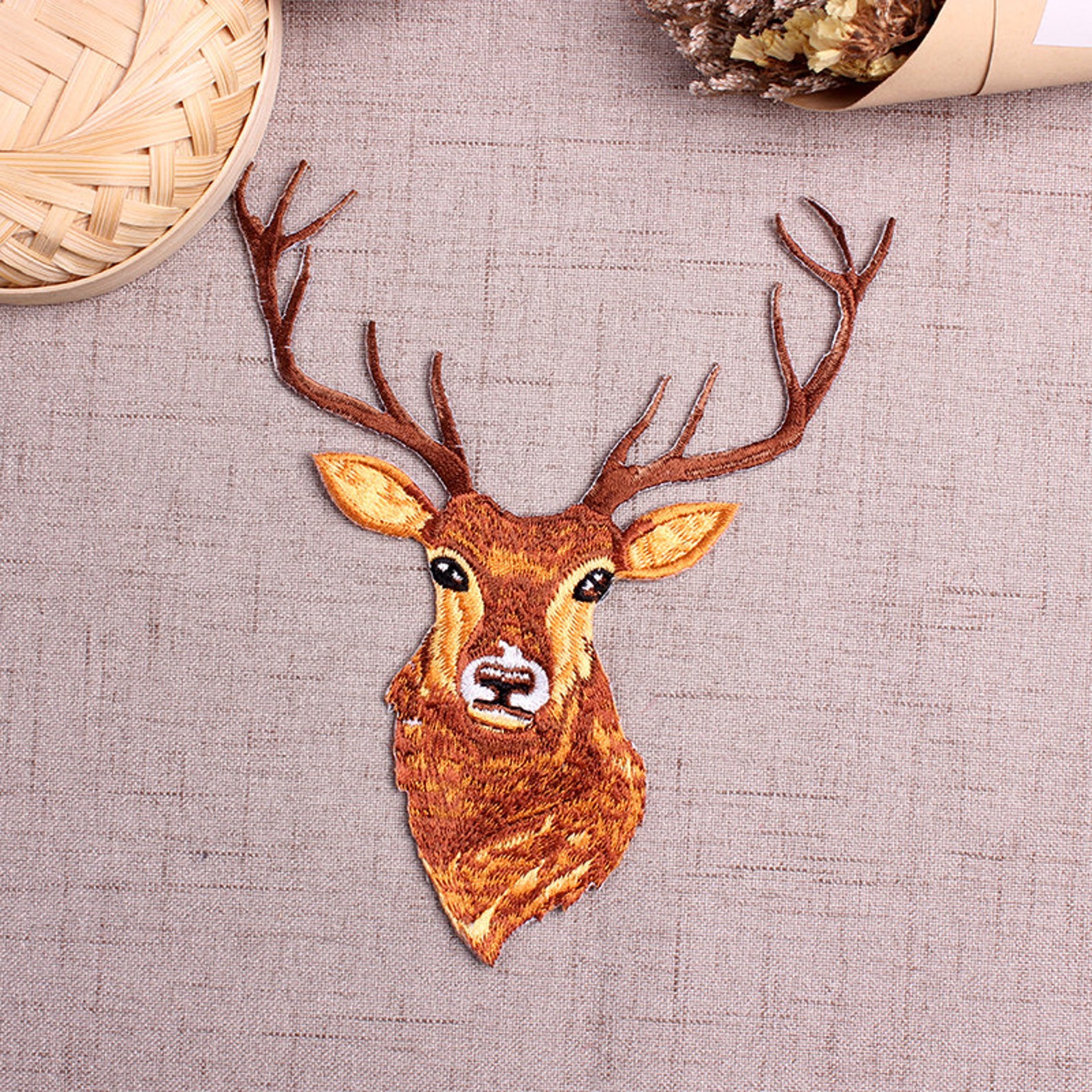 2 Pieces Embroidered Iron on Deer Applique Patch,vintage Deer Patch for ...
