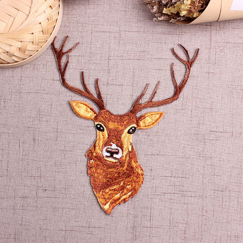2 Pieces Embroidered Iron on Deer Applique Patch,vintage Deer Patch for ...