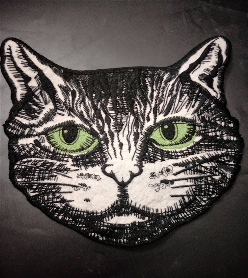 Cat Head Embroidered Applique Patchvintage Cat Patch for - Etsy