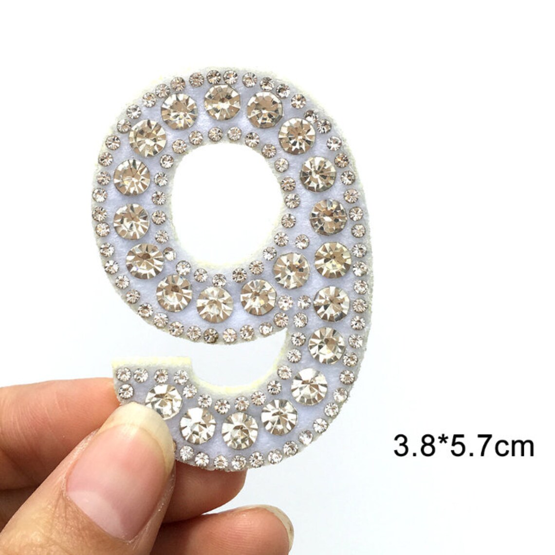 White Diamond and Rhinestone iron on Numbers Applique | Etsy