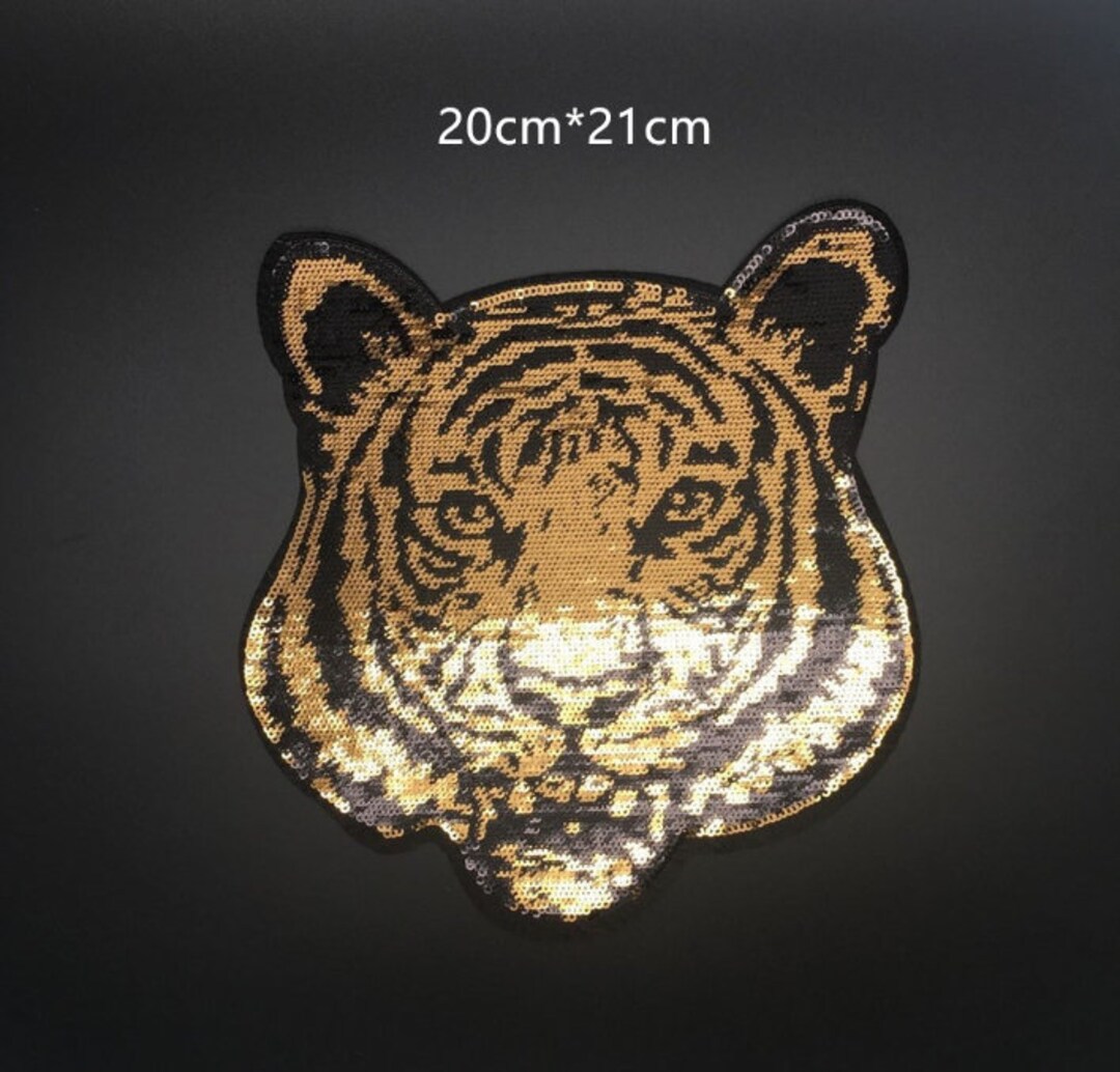 Gold Tiger Head Sequined Applique Patch,paillette Patch,sequins Tiger ...