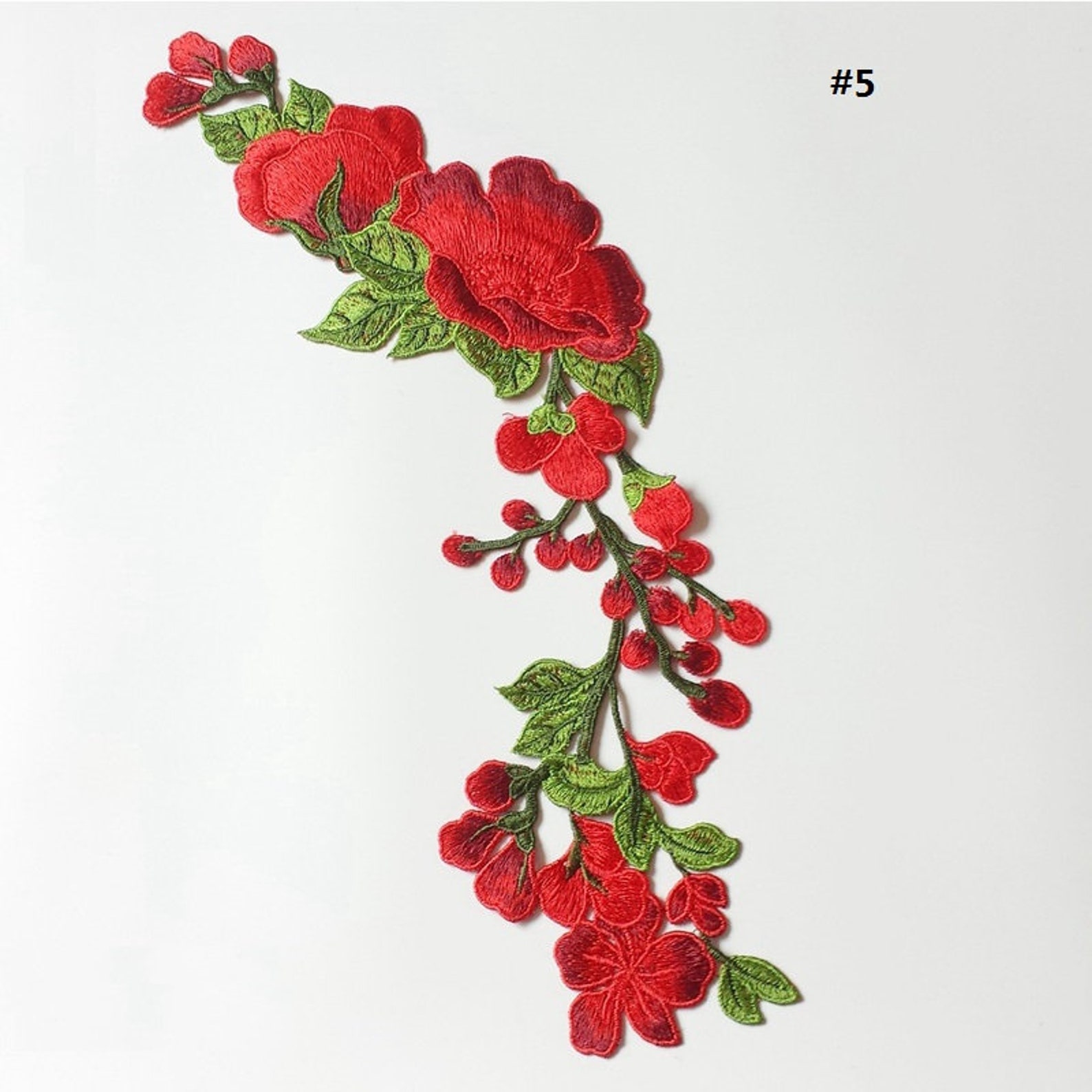 Delicate Embroidered Red Floral Applique Patchvintage Floral - Etsy