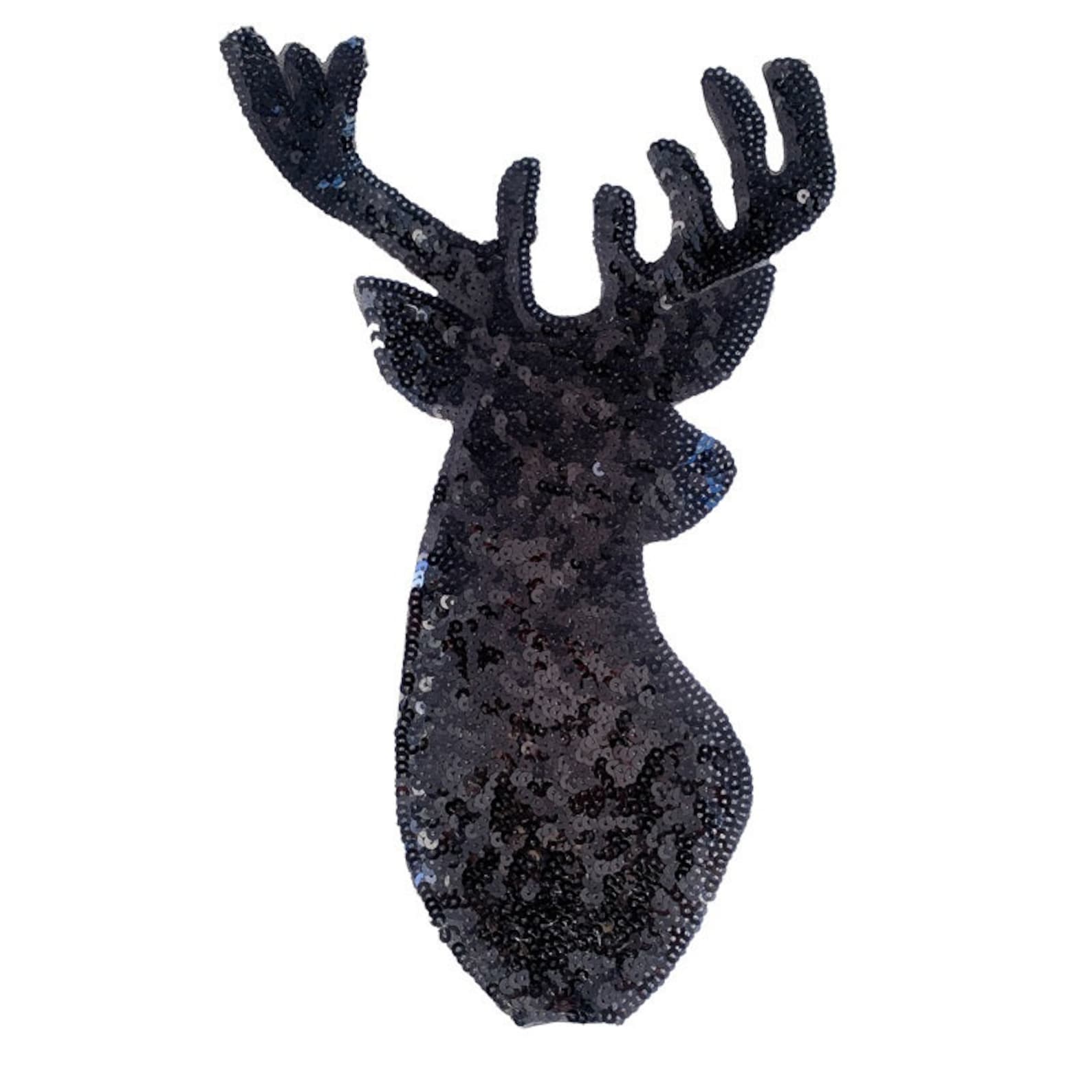 Large Deer Sequined Applique Patch,paillette Patch,sequins Deer Head ...