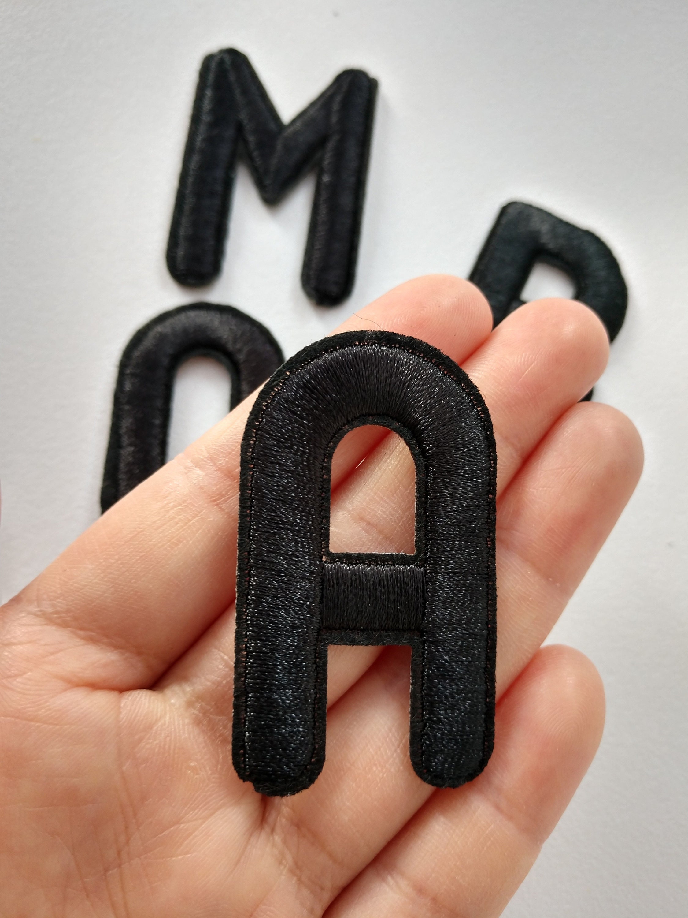 Black Embroidered Iron on Letters Applique Patchiron on Name | Etsy UK