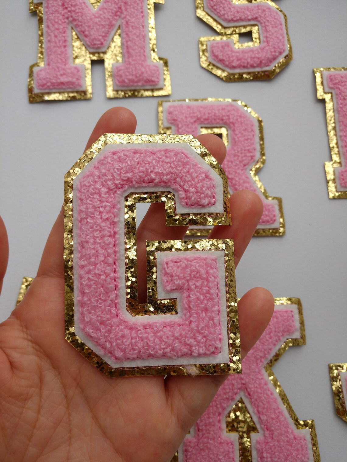 Pink Embroidered Letter Iron on Applique PatchEmbroidery Name | Etsy