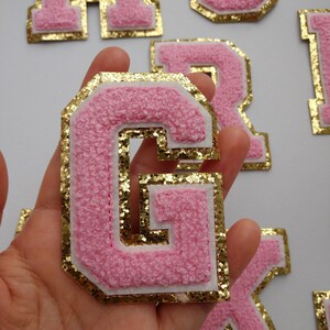 Pink Embroidered Letter Iron on Applique Patch,embroidery Name Letters ...
