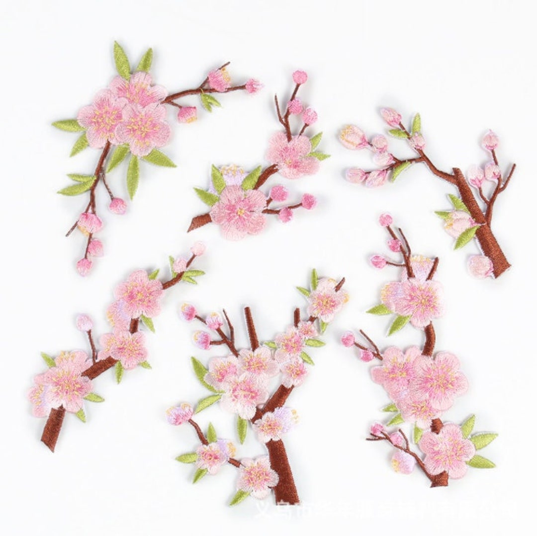 6 Pieces Embroidered Pink Flower Iron on Applique Patch,vintage Floral ...