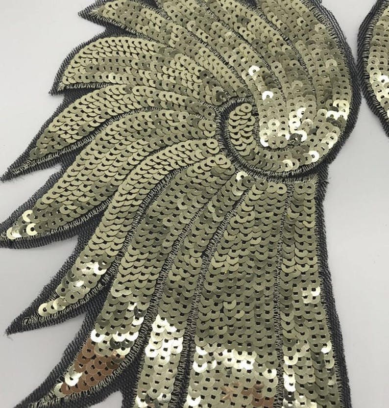 A Pair of Wings Sequined Applique Patchsequins Wings Patch - Etsy