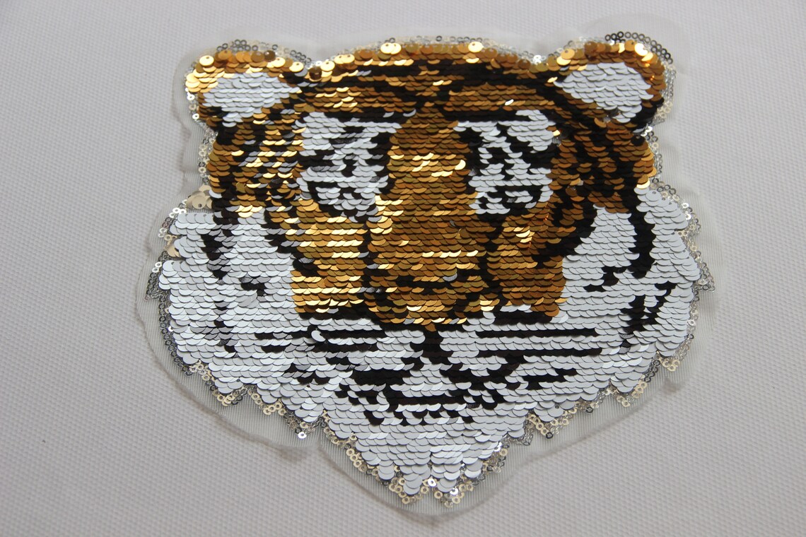 Tiger Head Sequined Applique Patch,paillette Patch,sequins Tiger Patch ...