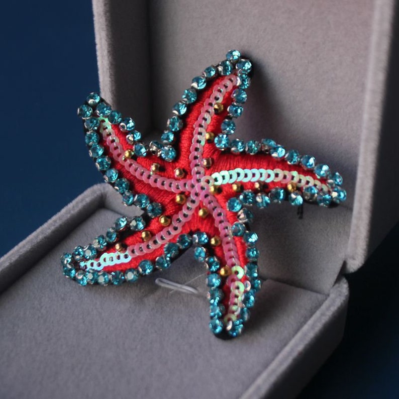 Delicate Starfish Embroidery Rhinestone Applique Patch,beaded Starfish ...