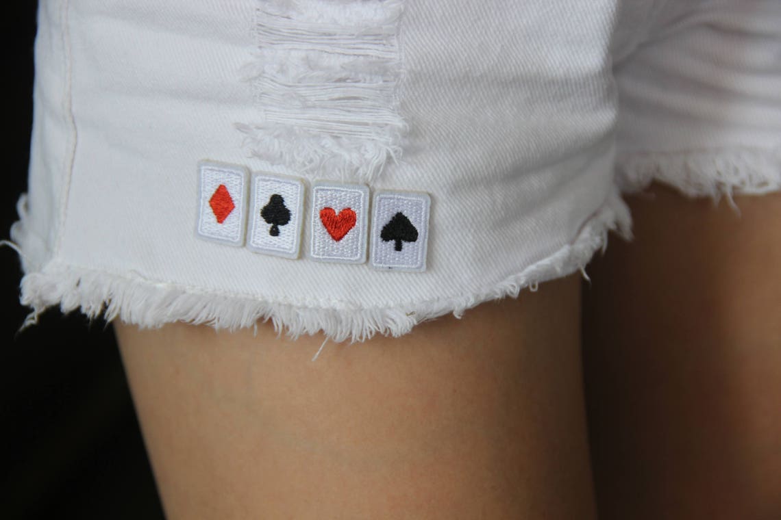 4 Pieces Small Playing Cards Embroidery Iron on Applique - Etsy
