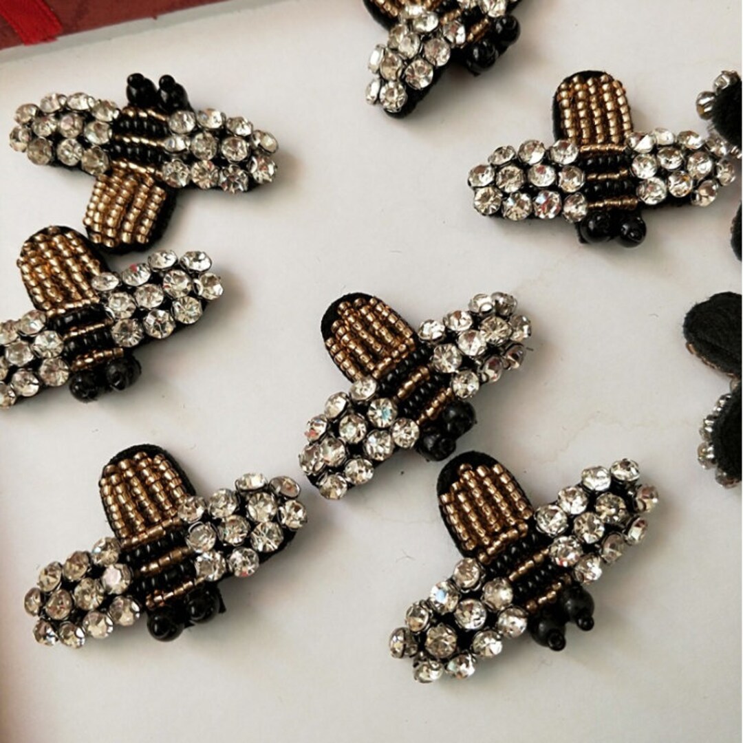 5 Pieces Bees Embroidery Beaded Sequined Applique Patch,beaded Bee ...