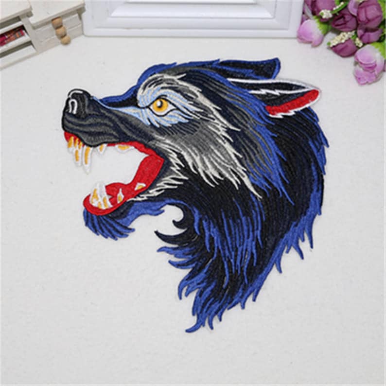 Delicate Wolf Head Embroidered Applique Patchvintage Wolf - Etsy