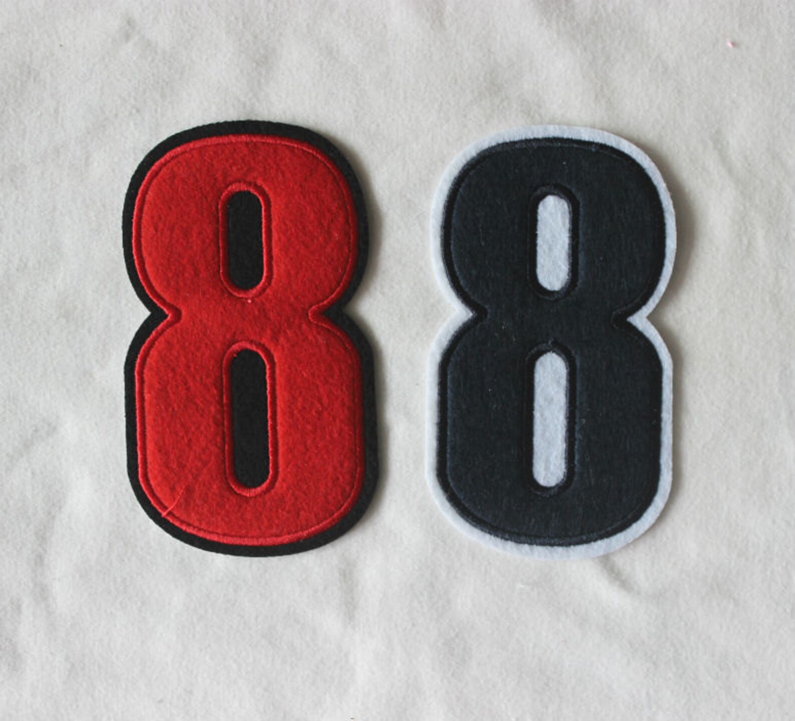 Black or Red Embroidered Iron on Numbers Applique Patchiron - Etsy
