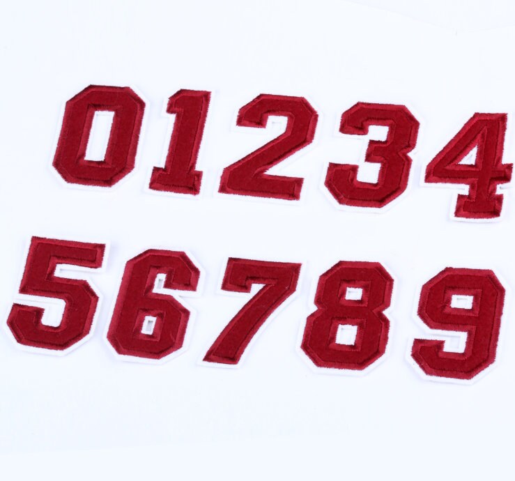 Red Embroidered Iron on Numbers Applique Patch,iron on Numerals Patch ...