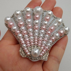 Starfish or Shell Pearl Embroidery Applique Patch,beaded Starfish Patch ...