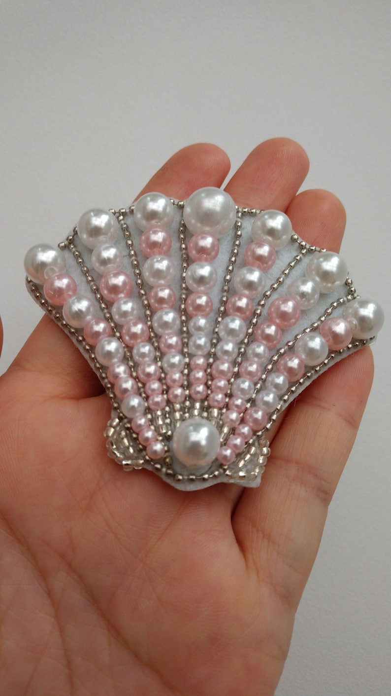 Starfish or Shell Pearl Embroidery Applique Patch,beaded Starfish Patch ...