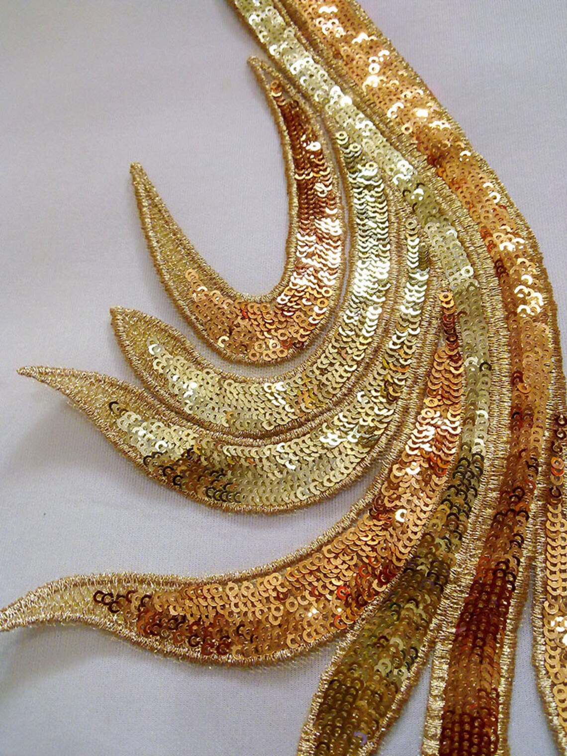 A Pair of Golden Feather Wings Sequined Applique Patchsequins - Etsy