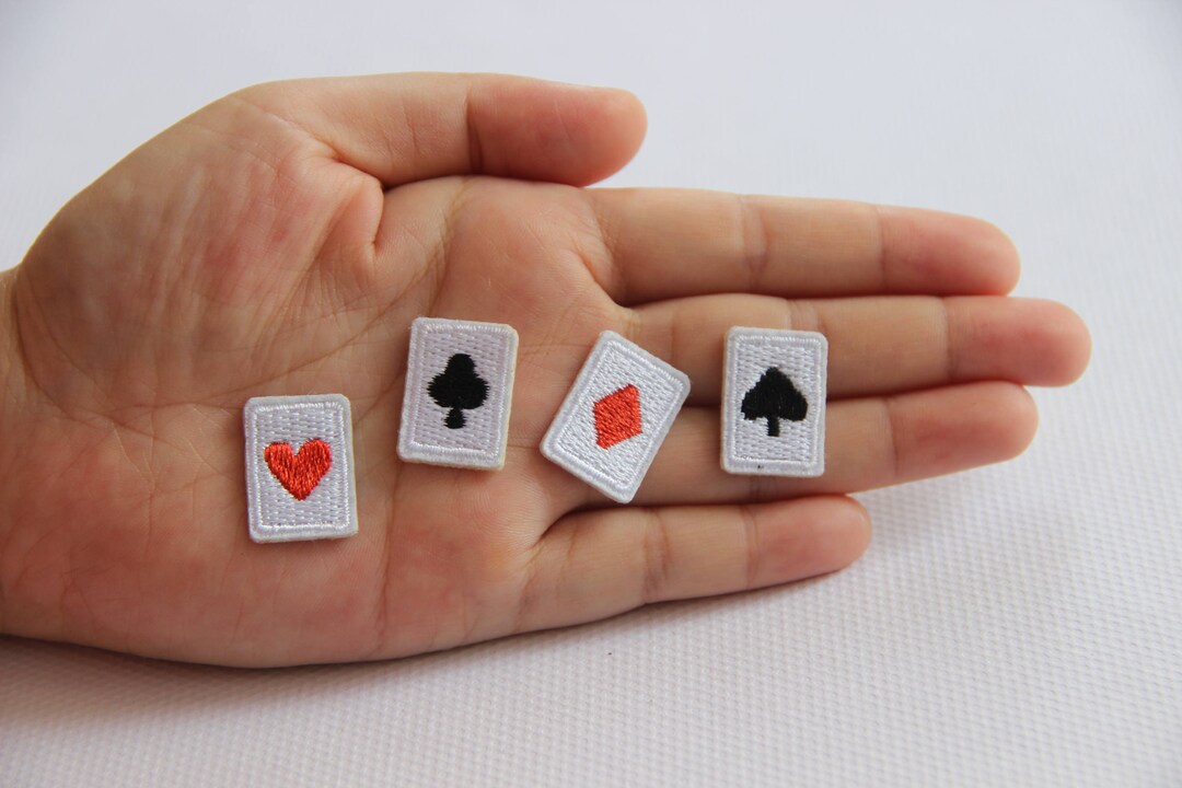 4 Pieces Small Playing Cards Embroidery Iron on Applique Patch ...