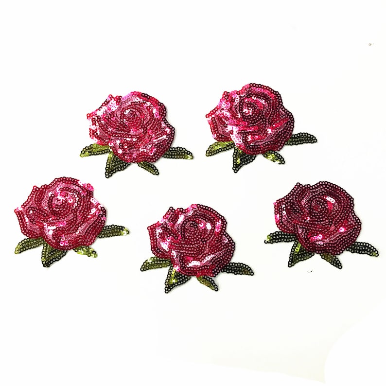 4 Pieces Flower Sequined Applique Patch,sequin Florals Sequins Patch ...