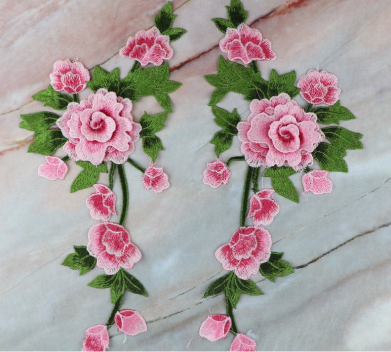 A Pair of Embroidered 3D Flower Applique Patchvintage Floral | Etsy