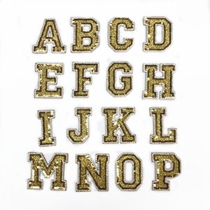 Gold Letters Sequined Iron on Applique Patch,sequins Embroidery Letter ...