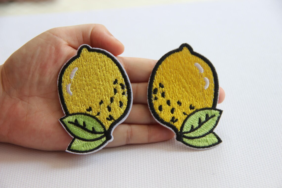 A Pair of Lemon Embroidery Iron on Applique Patchembroideried | Etsy