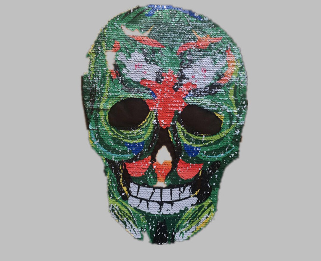 Colorful Skull Sequined Applique Patch,paillette Patch,sequins Skull ...
