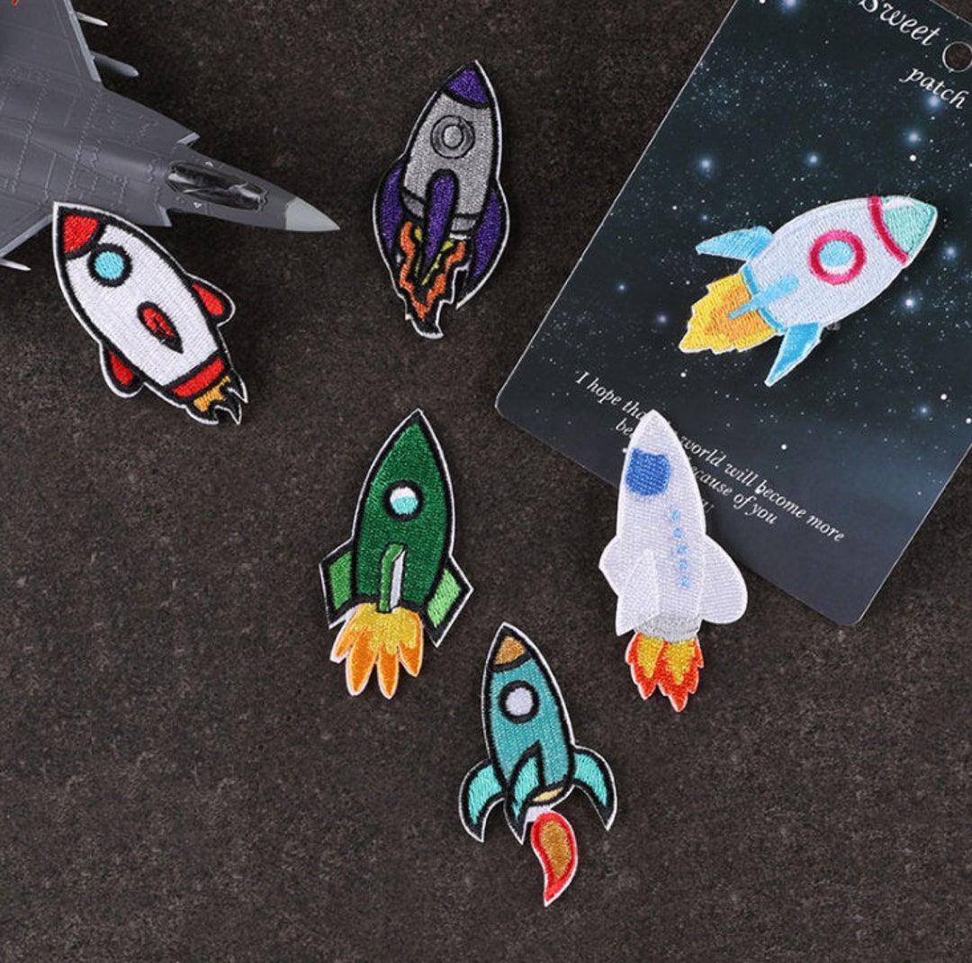6 Pieces Sticker Rocket Embroidered Iron on Applique Patch,embroidery ...