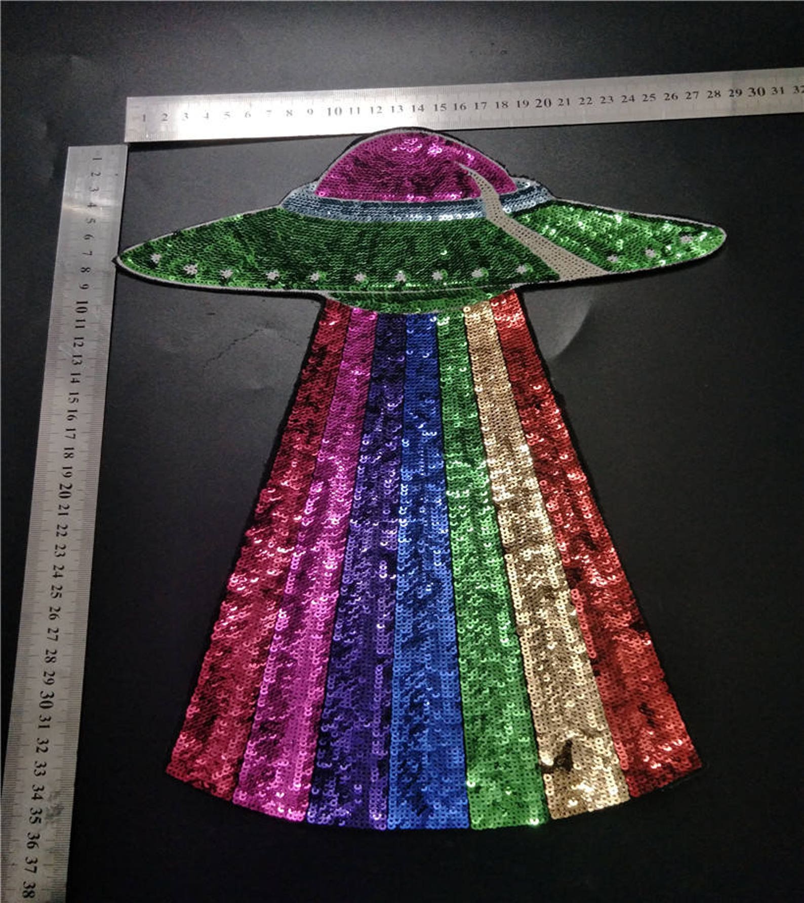 Large UFO Sequined Applique PatchesSequins UFO Patch Supplies | Etsy
