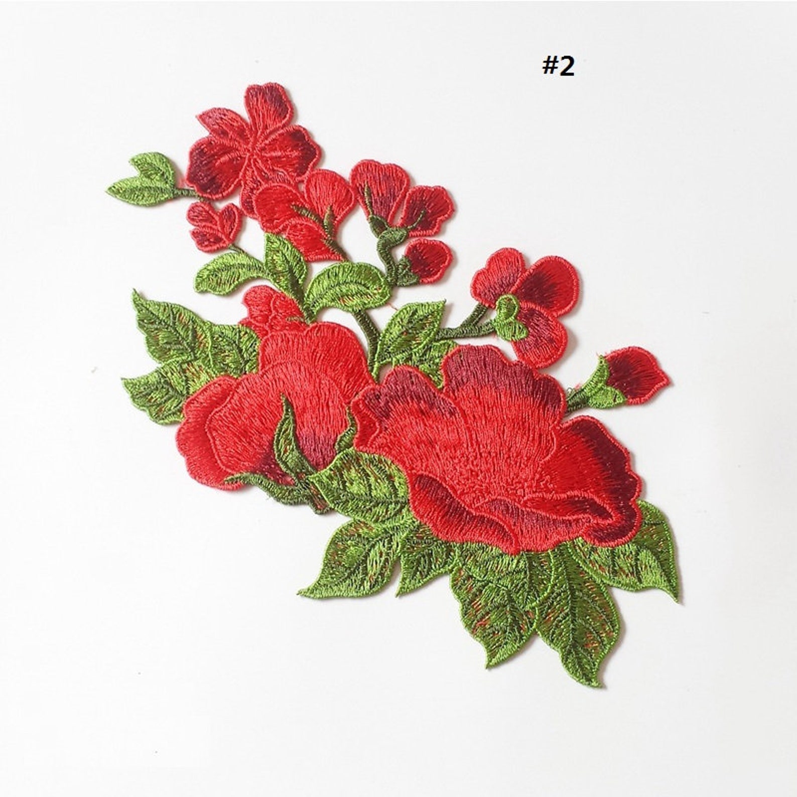 Delicate Embroidered Red Floral Applique Patchvintage Floral - Etsy