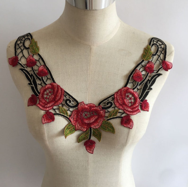 Delicate Embroidered Florals Collar Applique Patch,vintage Flower Patch ...