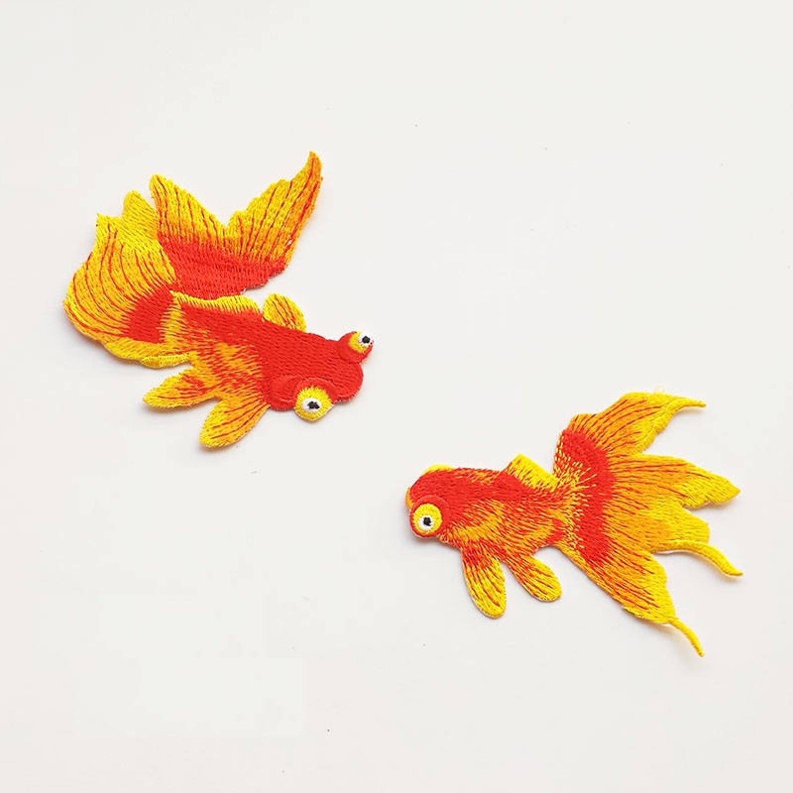 A Pair of Embroidered Iron on Goldfish Applique Patch,iron on Fishes ...