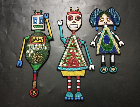 3 Pieces Robot Sequined Applique Patchpaillette Patchsequins | Etsy