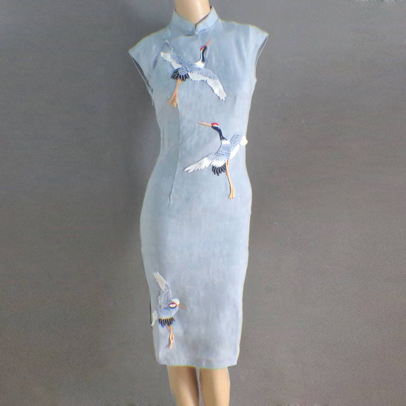 Delicate Blue Cranes Embroidered Applique Patch,embroidery Birds ...