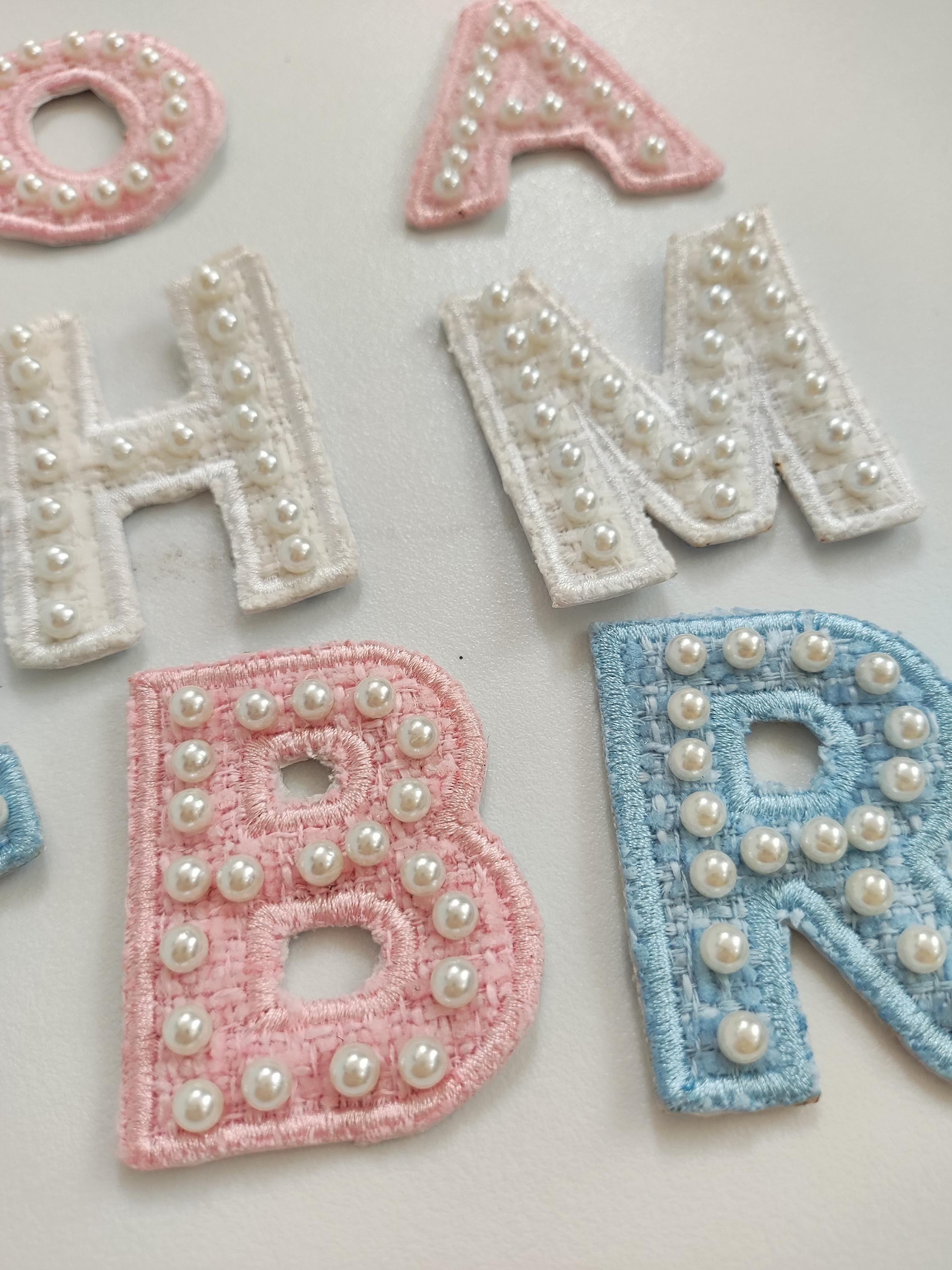 Colorful Pearl and Rhinestone Letters Sticker Applique Patch,rhinestone ...