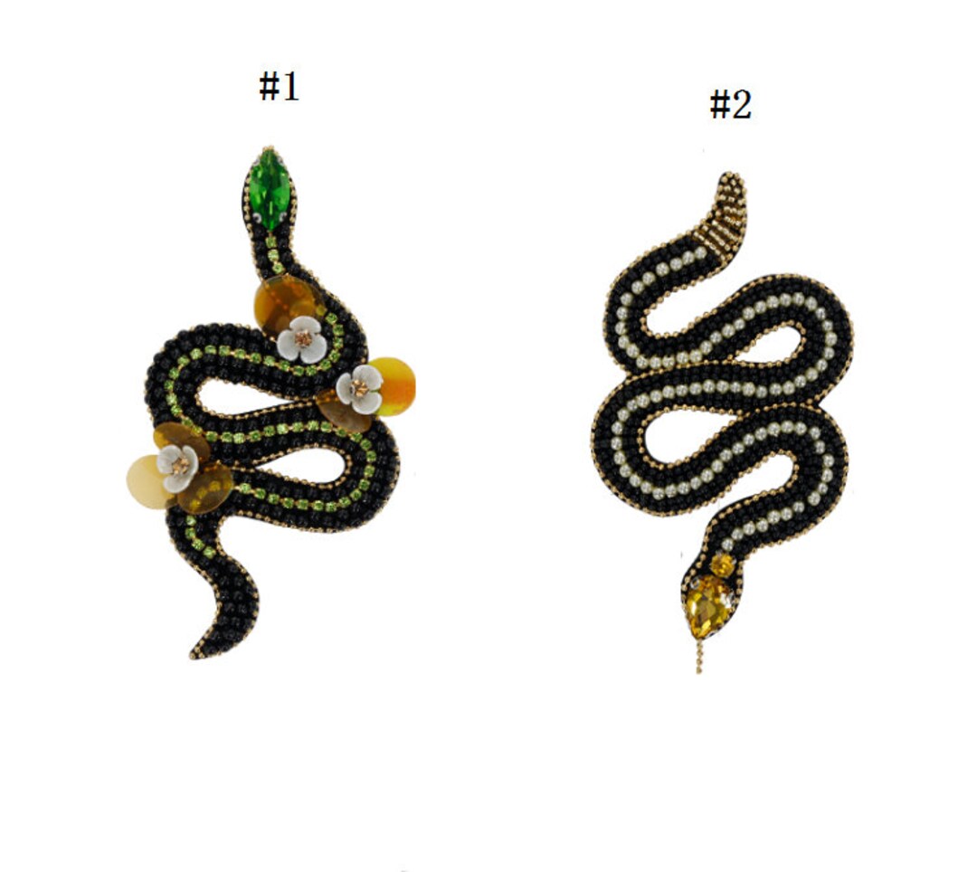 Delicate Embroidery Snake Beaded Applique Patch,rhinestone Snake Patch ...